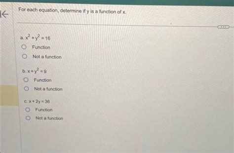 Solved For Each Equation Determine If Y Is A Function Of X