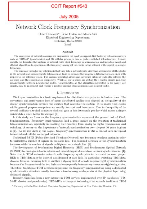 Pdf Network Clock Frequency Synchronization