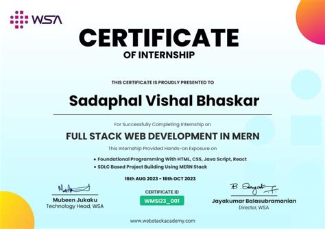 Vishal Sadaphal On Linkedin Internship Fullstackdevelopment