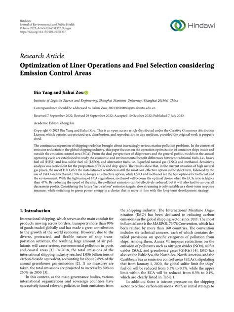 Pdf Optimization Of Liner Operations And Fuel Selection Considering Emission Control Areas