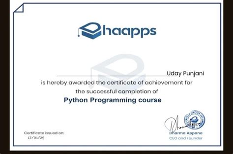 uday punjani on linkedin pythonprogramming certificate