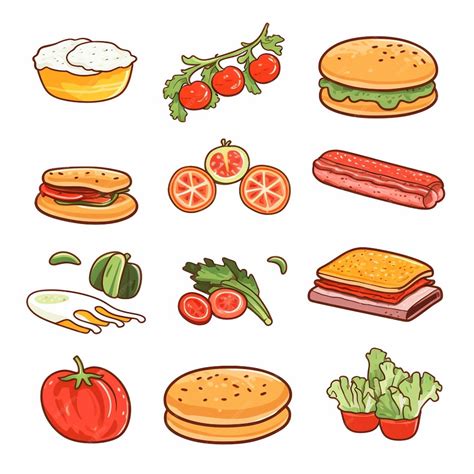 음식 터 디자인 레스토랑 메뉴 아이콘 일러스트 햄버거 피자 세트 식사 그래픽 음료 프리미엄 벡터