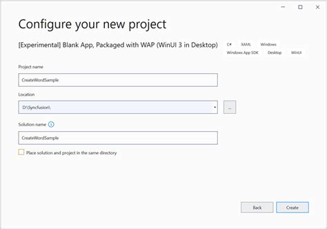 create word document in winui syncfusion