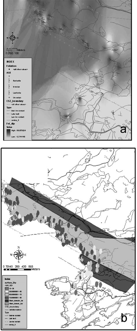 A Continuous Idw Raster Surface Showing The Variation In Dip Of The Download Scientific