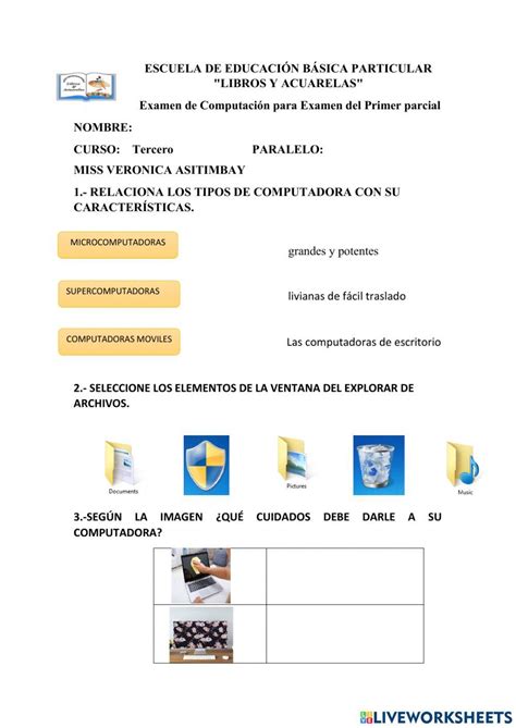 examen computación exercise live worksheets