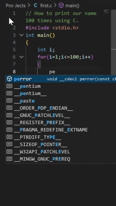 Print Our Name 100 Times Using C Programing Viral Shorts Short Youtube