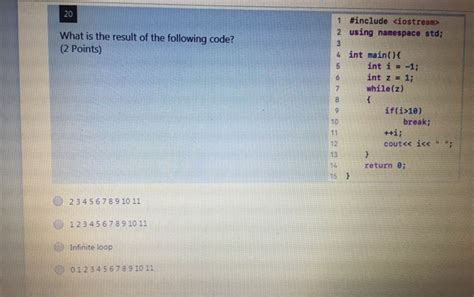 Solved 20 1 Include 2 Using Namespace Std What Is The