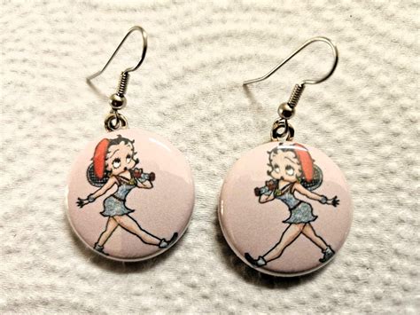 Betty Boop Earrings Button Earrings Etsy