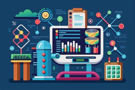 A Colorful Depiction Of A Laboratory Workspace Showcasing Various