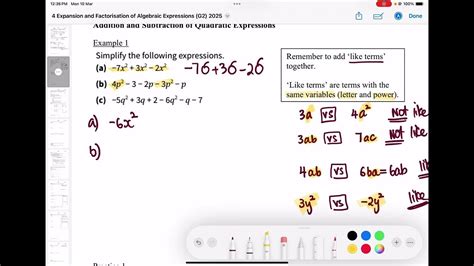 Quadratic Expressions Simplifying Youtube