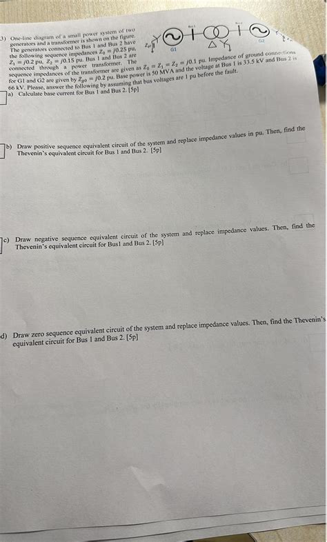 Solved One Line Diagram Of A Small Power System Of Two