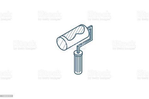 페인트 롤러 도구 등색 아이콘 3d 라인 아트 기술 드로잉 편집 가능한 스트로크 벡터 3차원 형태에 대한 스톡 벡터 아트 및 기타 이미지 3차원 형태 개선 건설 산업