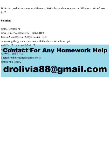 Write The Product As A Sum Or Difference Write The Product As A Sum Pdf