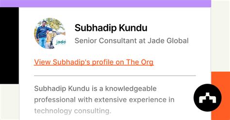 Subhadip Kundu Senior Consultant At Jade Global The Org