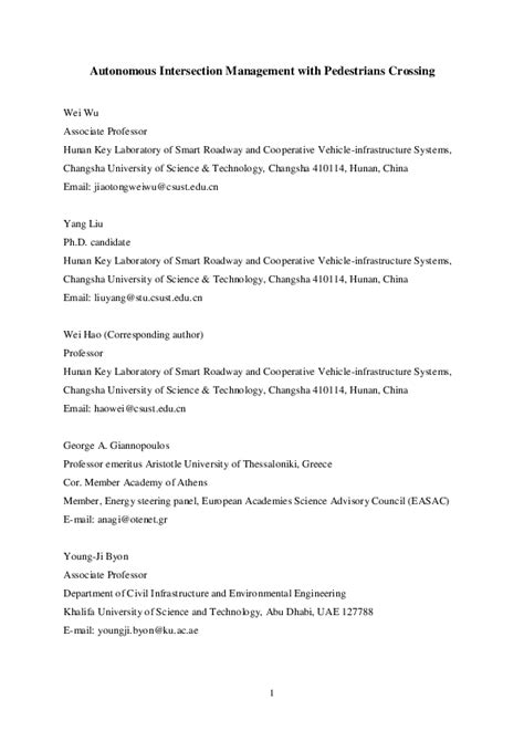 Pdf Autonomous Intersection Management With Pedestrians Crossing
