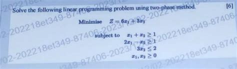 solved solve the following linear programming problem using