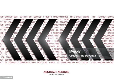 창조적 인 기하학적 블랙 화살표 추상 흰색 배경 숫자 컴퓨터 코드 디자인에 대 한 벡터 일러스트 레이 션입니다 3차원 형태에