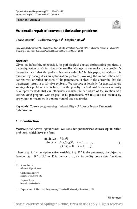 Automatic Repair Of Convex Optimization Problems