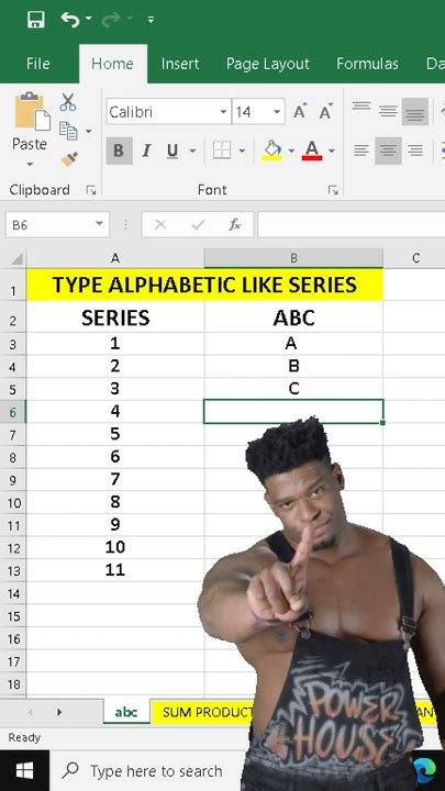 Type Alphabetic Like Series In Excel Youtube