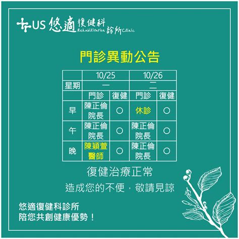 【1025一至1026二門診異動公告】