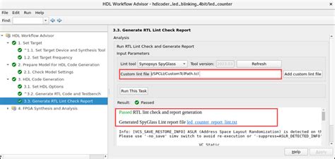 generate rtl lint check report using hdl workflow advisor and synopsys