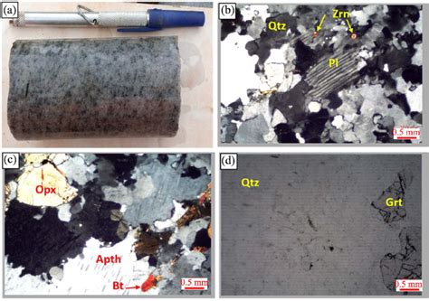 Photomacrograph And Photomicrographs Of Pyroxene Trondhjemite A Core