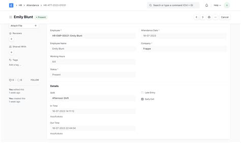 Shift Attendance Report With Attendance Id Status Check In Check Out