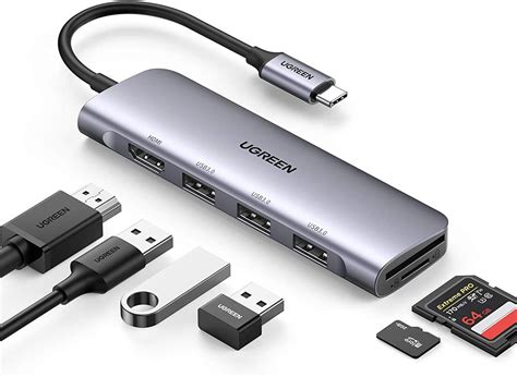Ugreen Hub Usb C 6 En 1 Adaptador Usb C Hub A Hdmi 4k Lector Tarjeta