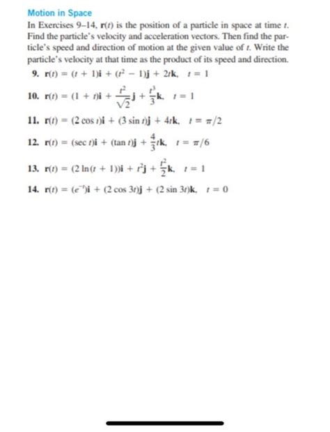 Solved Motion In Space In Exercises R T Is The Chegg Com