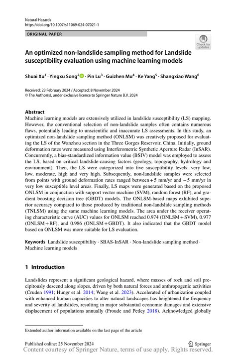 An Optimized Non Landslide Sampling Method For Landslide Susceptibility Evaluation Using Machine