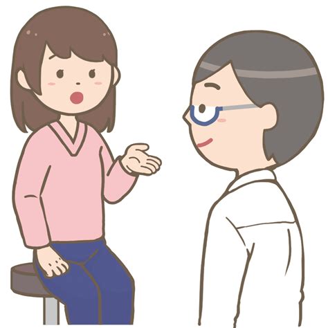 外来の患者さん（若い女性）の問診をする医師のイラスト🎨【フリー素材】｜看護roo [カンゴルー]