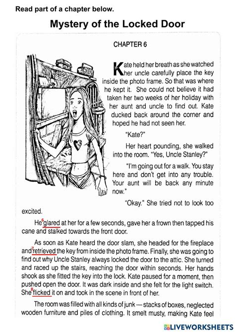 Vocabulary Mystery Of The Locked Door Online Exercise For Live Worksheets