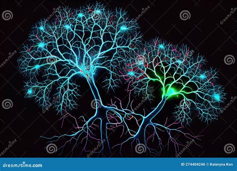 Neurons Brain Cells Neural Network Concept Generative Ai Illustration Stock Illustration