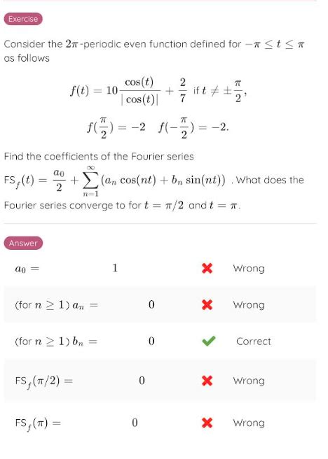 solved consider the 2π periodic even function defined for
