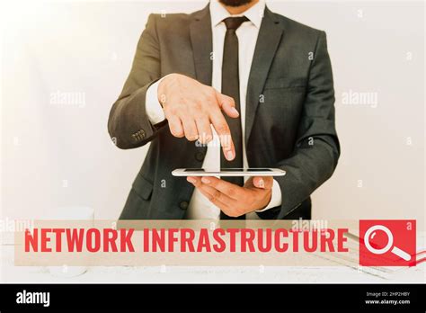 Text Caption Presenting Network Infrastructure Business Concept