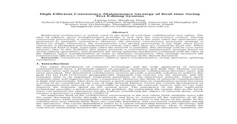Pdf High Efficient Consistency Maintenance Strategy Of Real · String Editing Operations