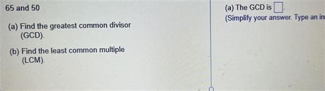 [answered] 65 And 50 A Find The Greatest Common Divisor Gcd B Find The Kunduz