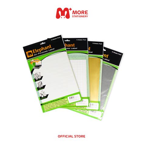 Elephant ตราช้าง กระดาษสติ๊กเกอร์ แล็บสติ๊กเกอร์ All Purpose Label แพ็ค 15 แผ่น Shopee