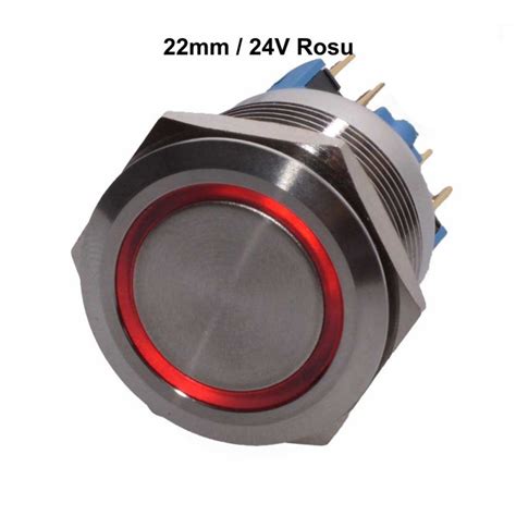 Push Buton 22mm24v Lumina Rosu