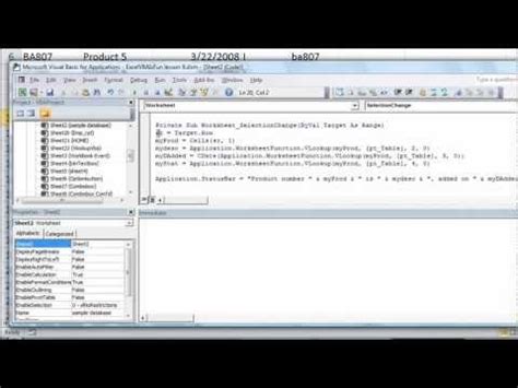 Excel VBA Basics 21 Put VLOOKUP Info In StatusBar Using Application