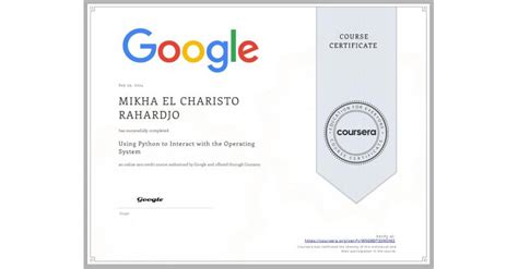 Mikha El Charisto Rahardjo On Linkedin Completion Certificate For Using Python To Interact With