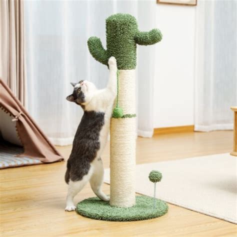 Cactus Cat Tree Cat Scratcher With Sisal Scratching Post And Interactive Dangling Ball For 1