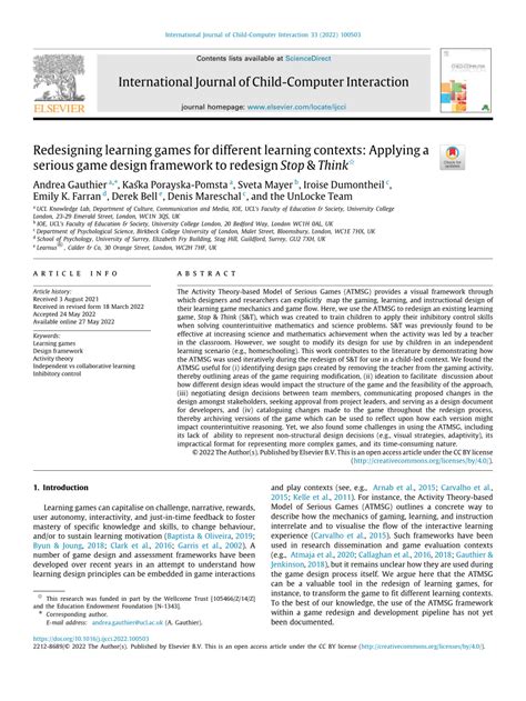 Pdf Redesigning Learning Games For Different Learning Contexts Applying A Serious Game Design