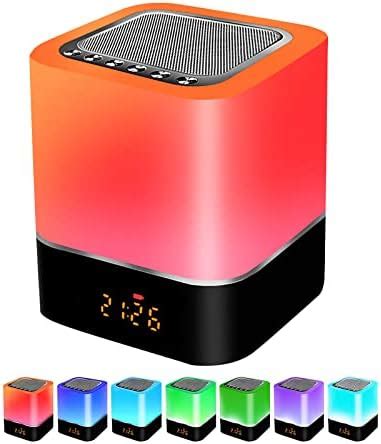 LED Night Light With Alarm Clock Bluetooth Speaker Touch Sensor Bedside Lamp Dimmable RGB