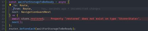 typeerror property restored does not exist on type store ts 2339