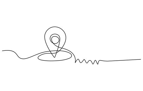 Continuous One Line Drawing Of Path And Location Pointers Simple Pins