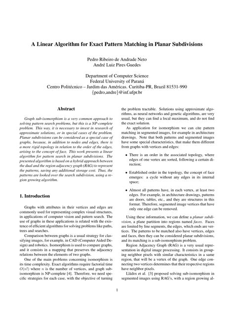 Pdf A Linear Algorithm For Exact Pattern Matching In Planar Subdivisions