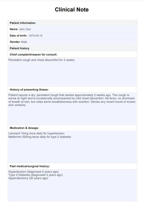 Clinical Notes Template Free And Customizable Notes Templates