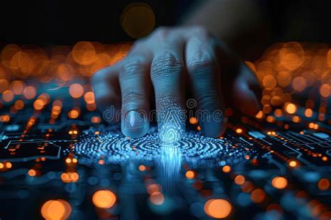 Business Man Fingerprint Scanning And Biometric Authentication Cybersecurity And Fingerprint