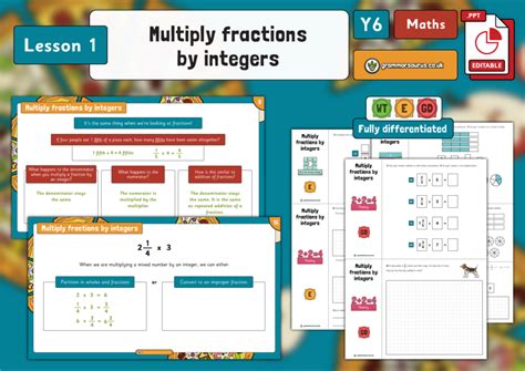 Year 6 Fractions B Multiplying Fractions By Integers Lesson 1 Grammarsaurus